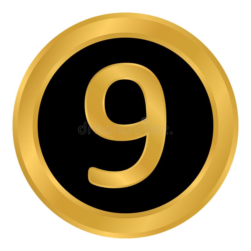 Gold number nine button stock illustration. Illustration of artwork ...