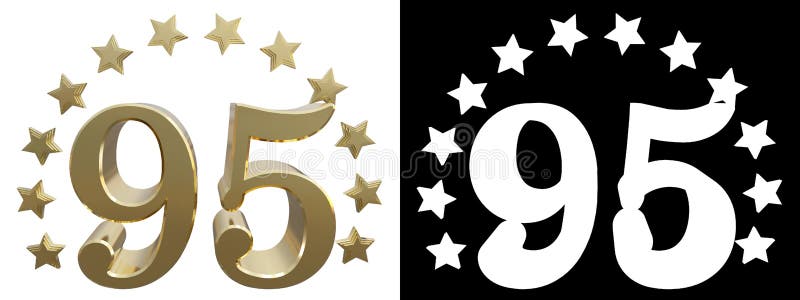 Gold Number Ninety Five, Decorated with a Circle of Stars. 3D ...
