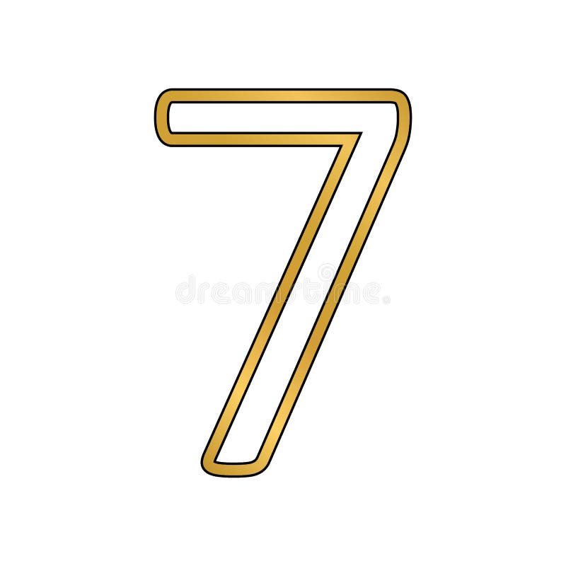 Gold number seven symbol stock illustration. Illustration of digit ...