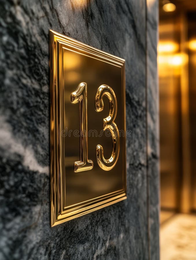 Gold Number 13 Sign on a Marble Wall. Stock Photo - Image of thirteen ...