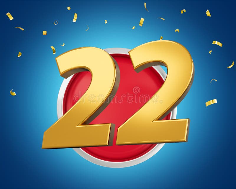 Gold Number 22 Gold Number Twenty Two on Rounded Red Icon with ...