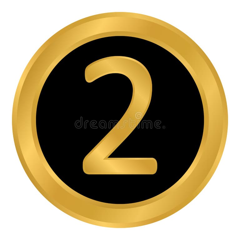 Gold number two button stock illustration. Illustration of concept ...