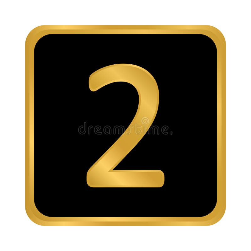 Gold number two button stock illustration. Illustration of arithmetic ...