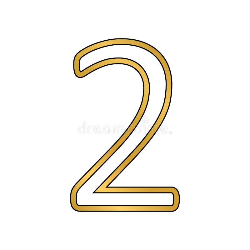Gold number two symbol stock illustration. Illustration of label ...