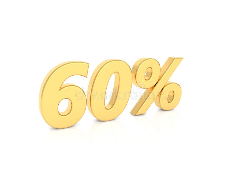60 Gold Number on a White Background. Stock Illustration - Illustration ...