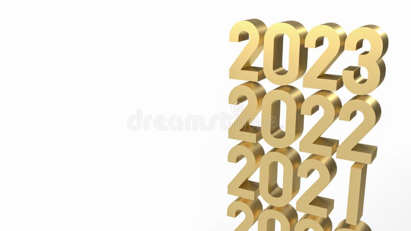 Gold Number 2023 on White Background 3d Rendering Stock Illustration ...