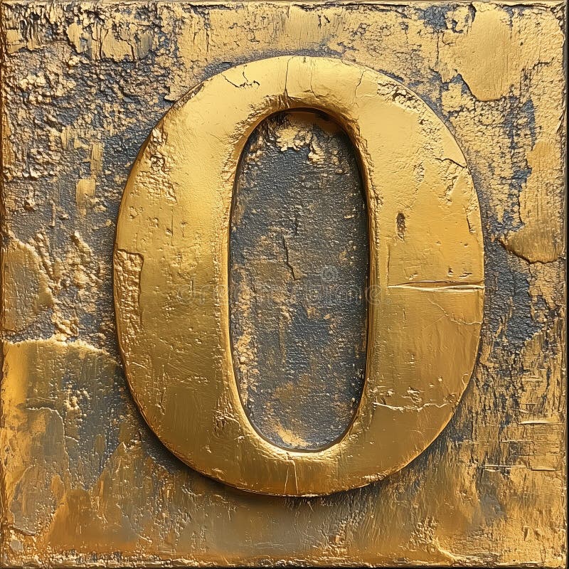 Shiny Metallic O with Bold Artistic Texture. Plate for Indicating the ...