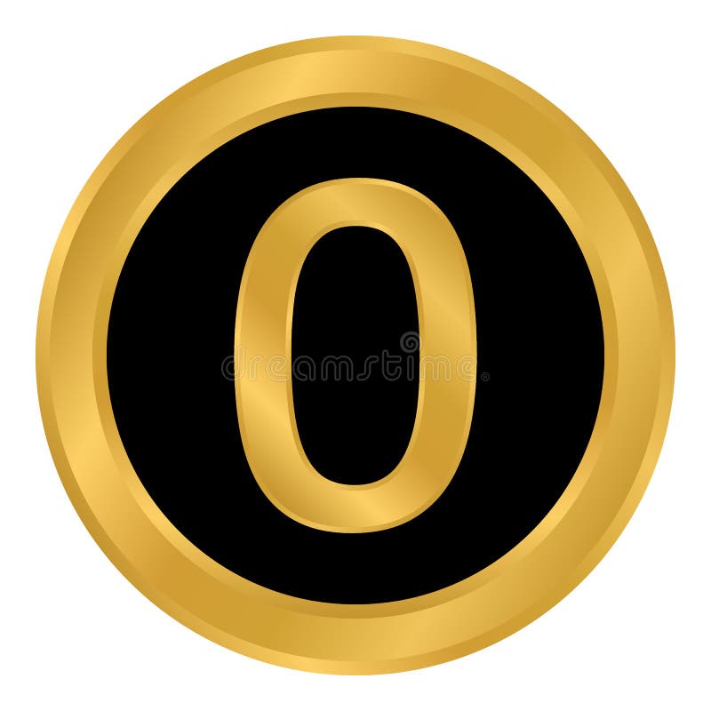Gold number zero button stock illustration. Illustration of emblem ...
