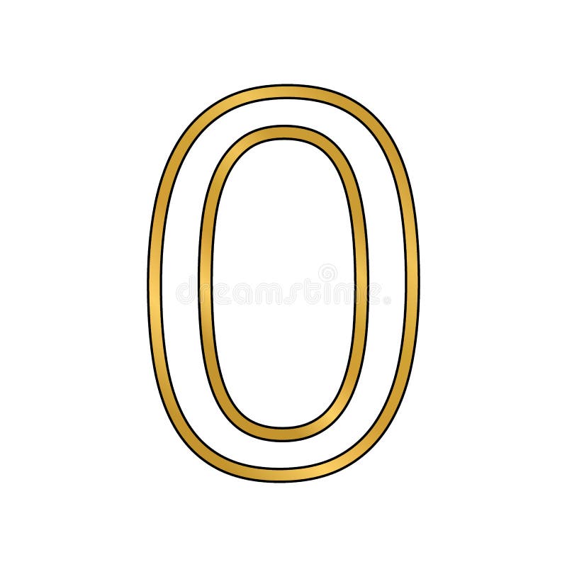 Gold number zero symbol stock illustration. Illustration of emblem ...