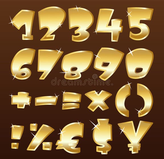 Gold numbers stock vector. Illustration of alphabet, golden - 23508087