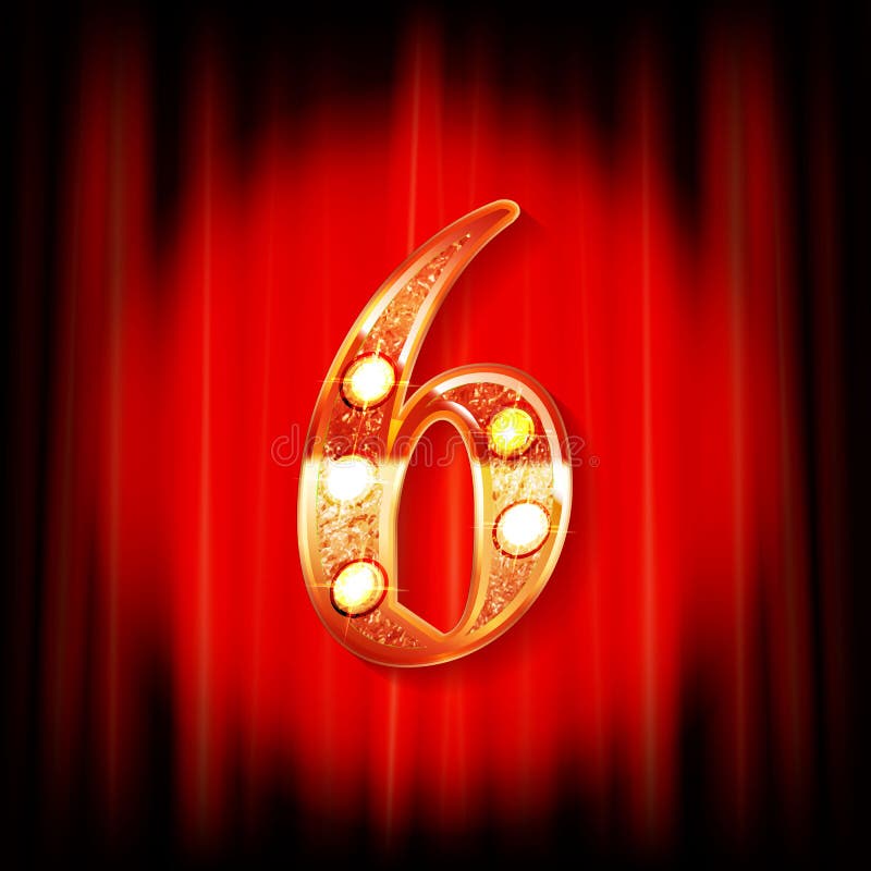 Gold Numbers 6. Greeting Card Stock Vector - Illustration of ...