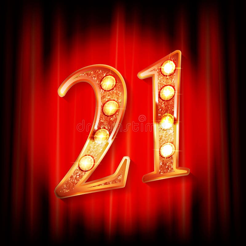 Gold Numbers 21. Greeting Card Stock Vector - Illustration of ...