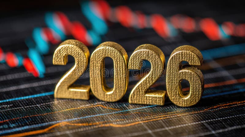 Gold 2026 Numbers are Placed on a Stock Market Chart Stock Illustration ...