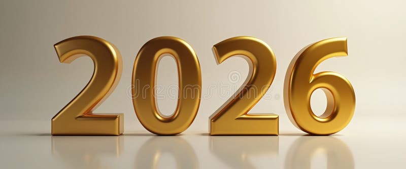 Gold 2026 Numbers on Reflective Background, Perfect for New Year ...