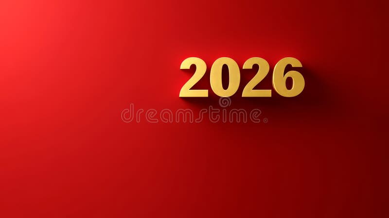 Gold 2026 Numbers on Vibrant Red Background a Striking Visual for New ...