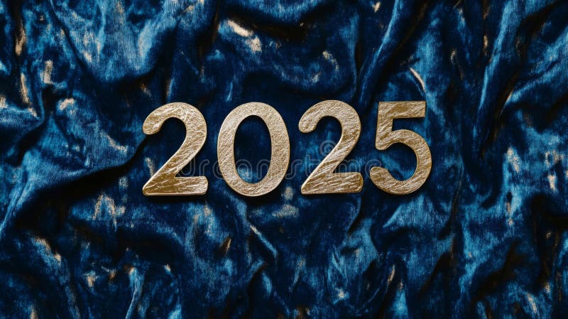 Gold Numerals Two Thousand Twenty Five on Blue Velvet Stock Photo ...