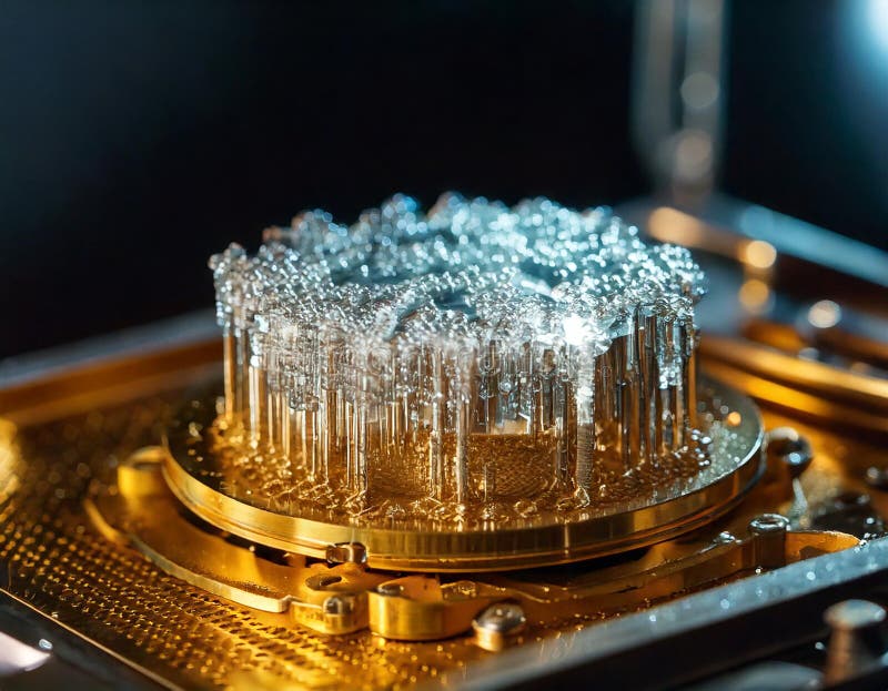 A Gold Object with a Lot of Small Pieces of Glass on it Stock Image ...