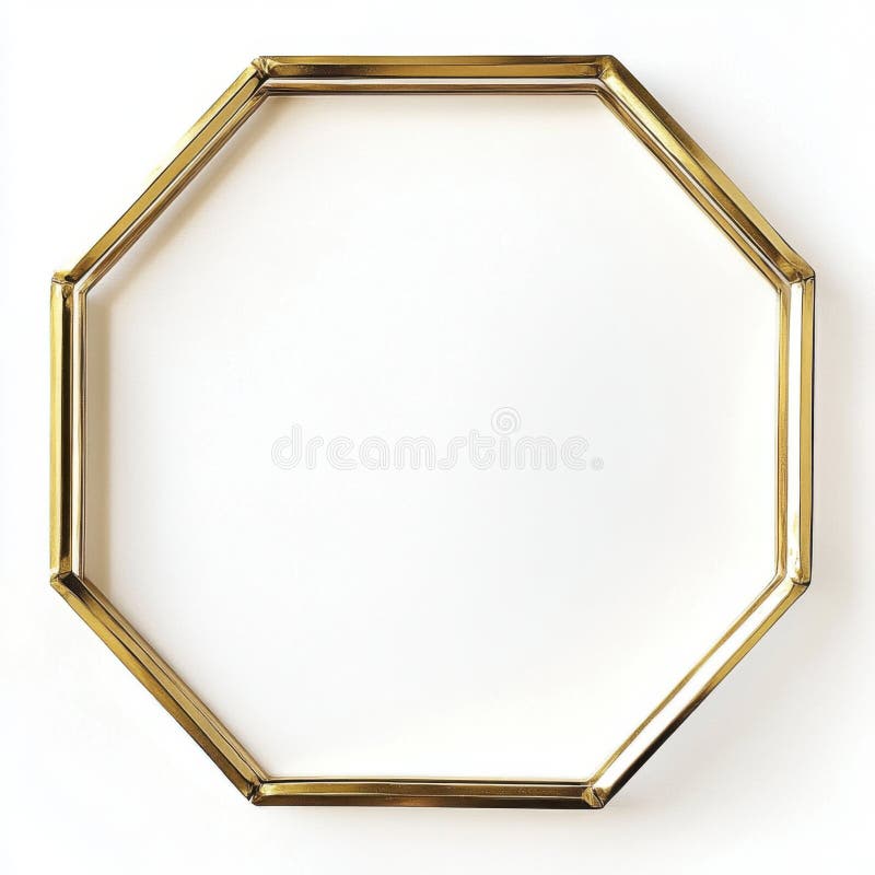 Gold Octagonal Pipe Frame Isolated on White Background for Modern Decor ...
