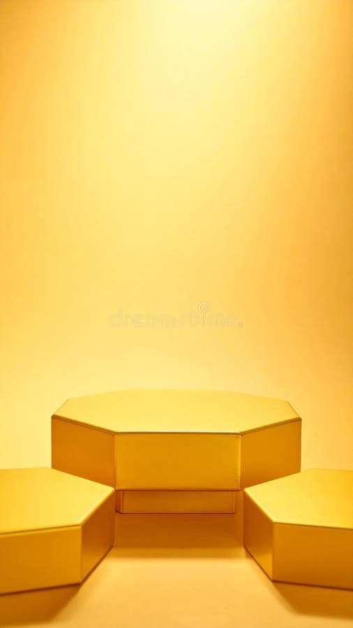 Gold Octagonal Platforms on Yellow Background Stock Illustration ...