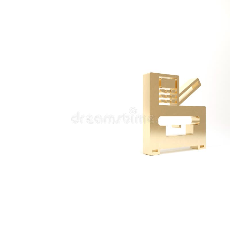 Gold Printer Icon Isolated on White Background. 3d Illustration 3D ...