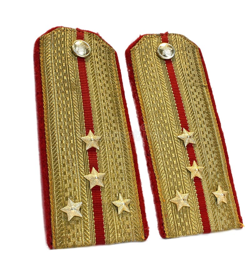 Gold officer epaulets stock photo. Image of star, button - 12556920