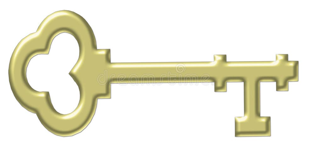 Gold Old-fashioned Skeleton Key Stock Illustration - Illustration of ...