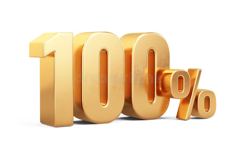 Gold One Hundred Percent Isolated on White. Hundred 100 Concept Stock ...