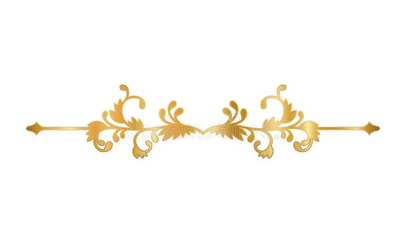 Gold Ornament in Arrow Shaped with Curved Leaves Vector Design Stock ...
