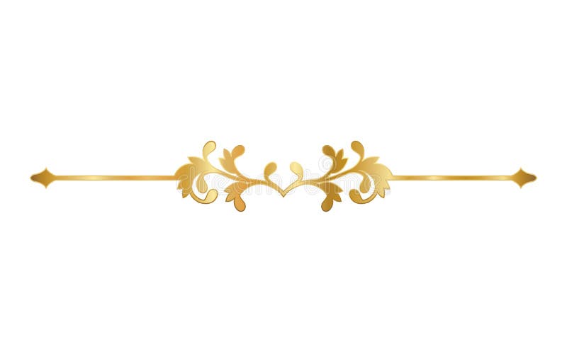 Gold Ornament in Arrow Shaped with Curved Leaves Vector Design Stock ...