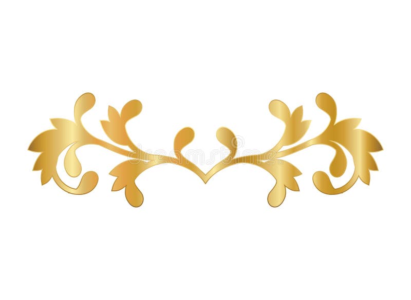 Gold Ornament in Arrow Shaped with Curved Leaves Vector Design Stock ...