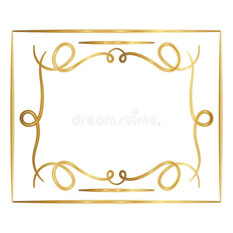 Gold Ornament Frame with Curves Vector Design Stock Vector ...