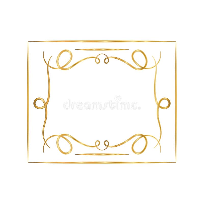 Gold Ornament Frame with Curves Vector Design Stock Vector ...