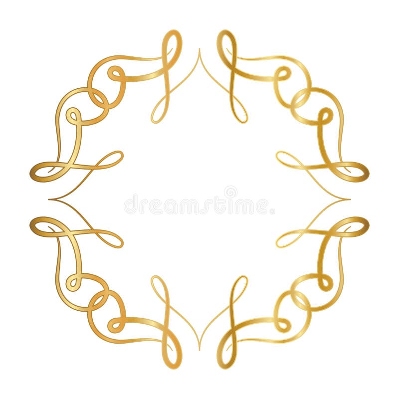 Gold Ornament Frame with Curves Vector Design Stock Vector ...