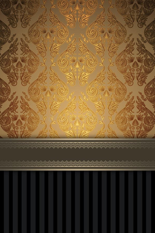 Gold Ornamental Background with Decorative Border. Stock Illustration ...