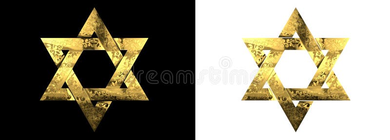 Golden Decorative Tracery Shield of David Isolated - Object 3D ...