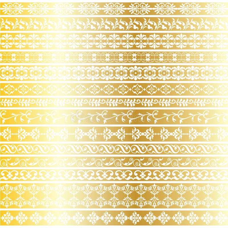 Gold Ornate Border Patterns Stock Illustration - Illustration of ...