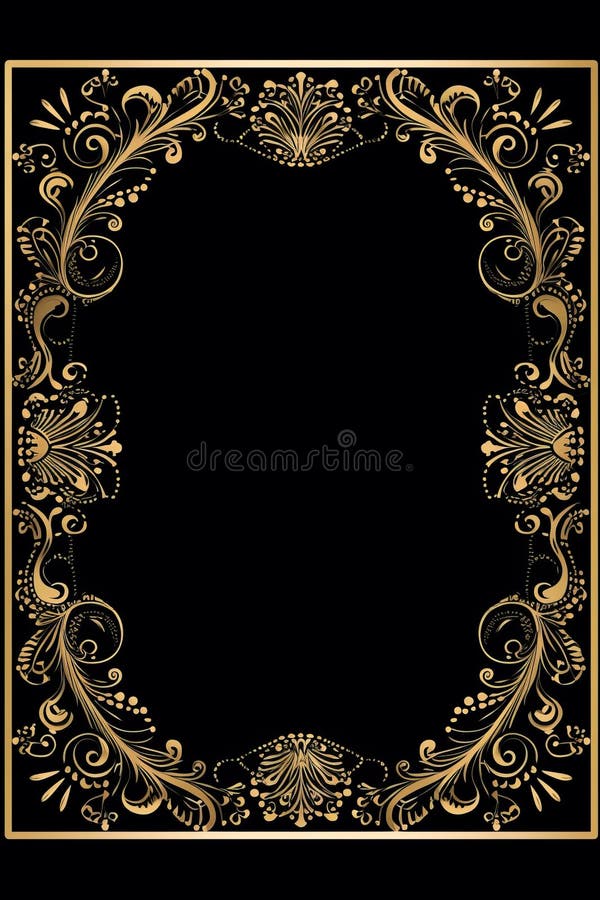 An Ornate Black Frame on a Black Background Stock Illustration ...