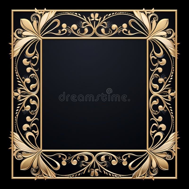 An Ornate Black and Gold Frame on a Black Background Stock Illustration ... An Ornate Black and Gold Frame on a Black Background Stock Illustration ...