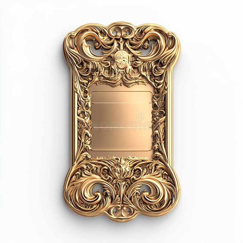 Gold Ornate Plaque with Copper Center on White Background Stock ...