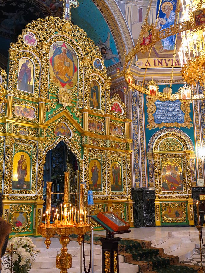 Gold Ornated Interior of Orthodox Church Editorial Stock Image - Image ...