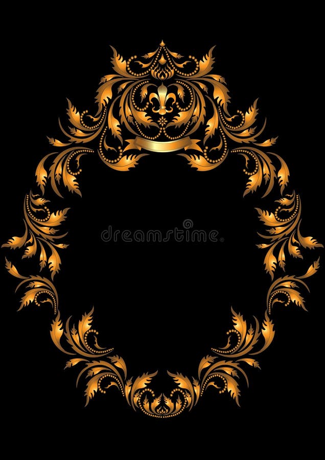 Gold Oval Frame in the Gothic Style.Frame. Stock Vector - Illustration ...