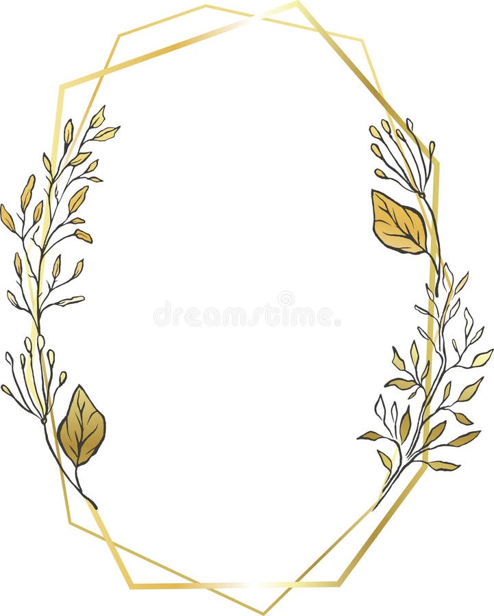 Gold Oval Frame Leaves Border Stock Vector - Illustration of party ...