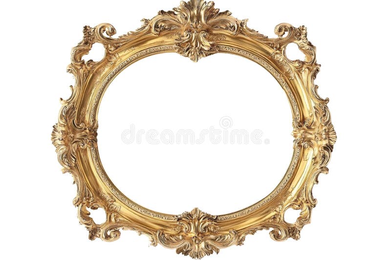 Gold Oval Frame Ornate Rococo Style Isolated Stock Photo - Illustration ...