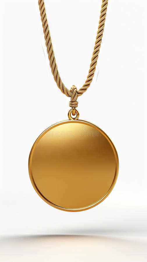A Gold Oval Pendant on a Rope Stock Photo - Image of jewelry, pocket ...