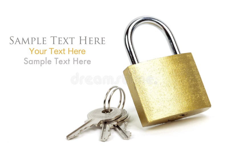 Gold Padlock with keys stock photo. Image of concepts - 40088956