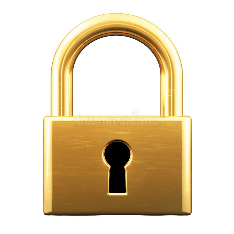 Gold Padlock Security Symbol Isolated Stock Image - Image of access ...