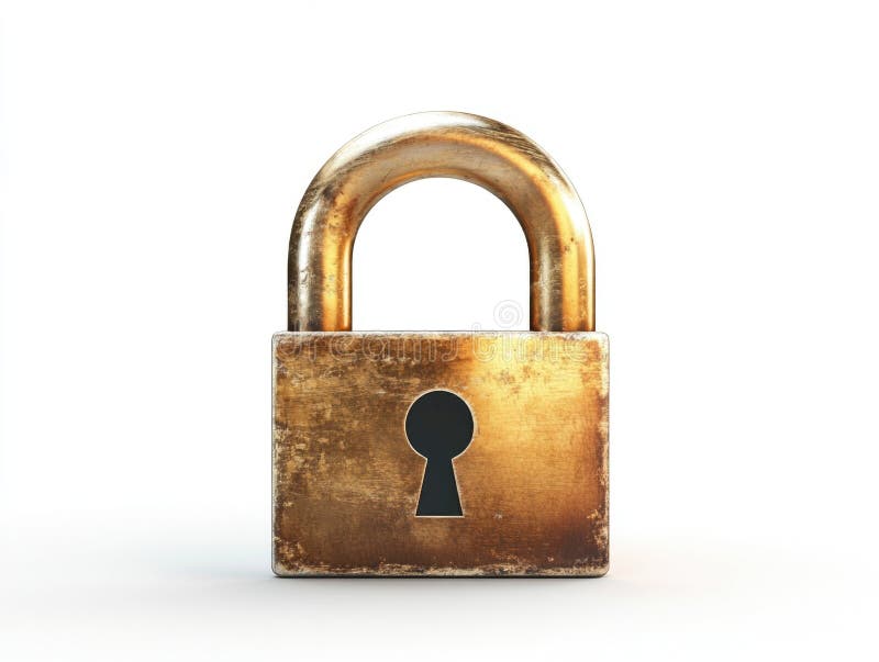 Gold Padlock on White Background Stock Illustration - Illustration of ...