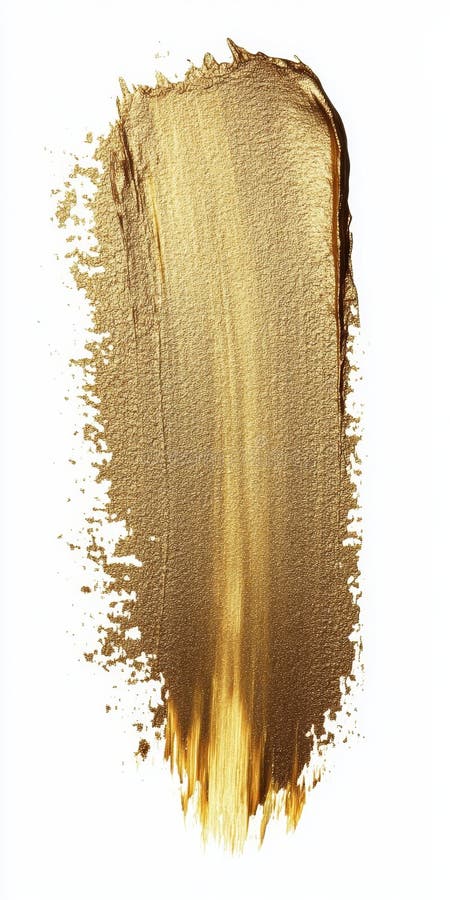 Gold Paint Brush Stroke. Smear of Gold Acrylic Paint on White ...