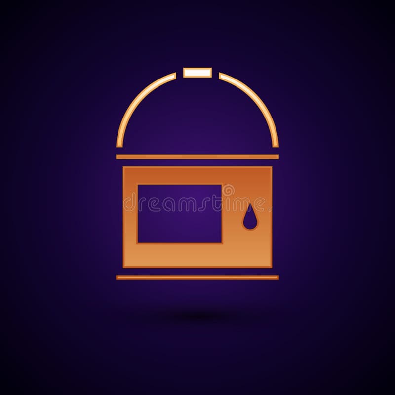 Gold Paint Bucket Icon Isolated on Black Background. Vector ...