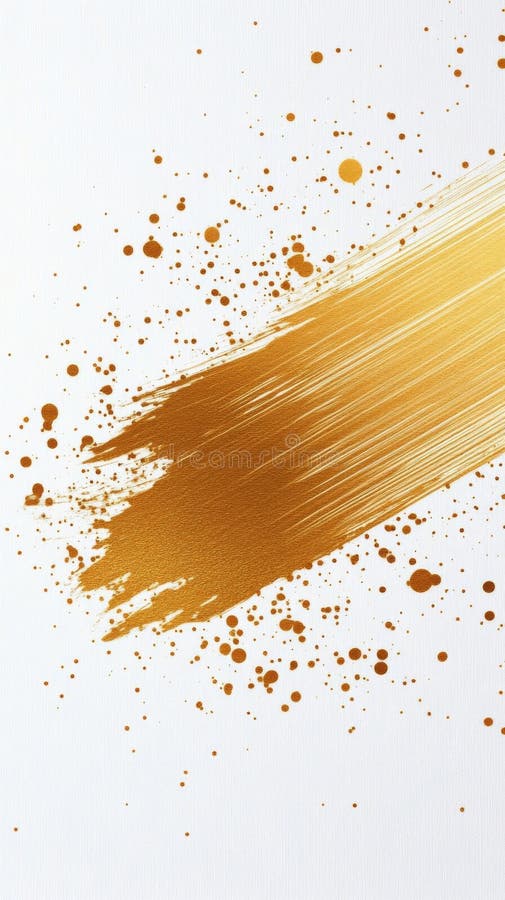 Gold Paint Splatter on White Canvas Creating an Artistic Expression of ...